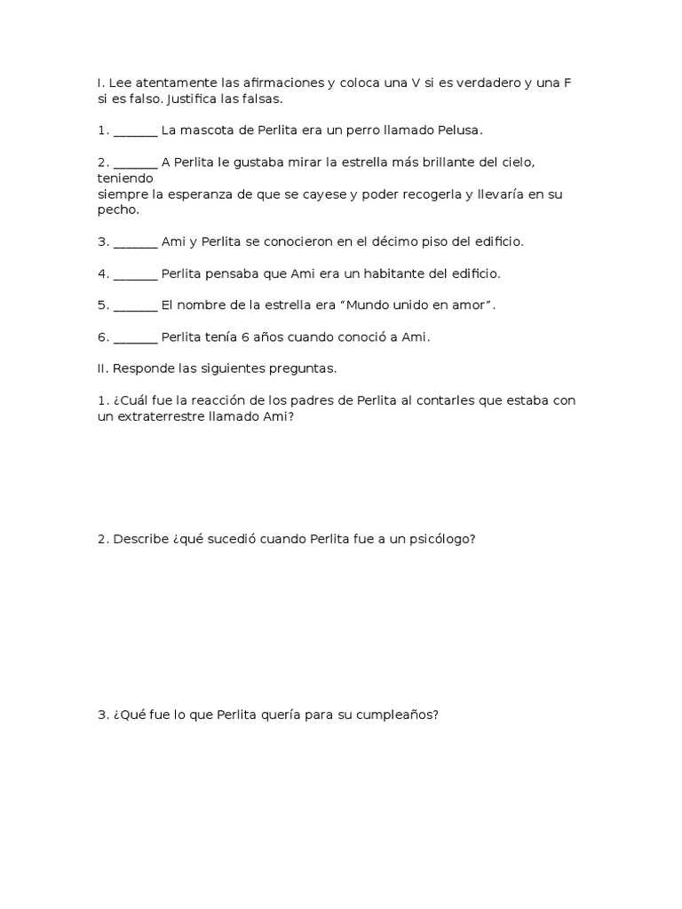 Prueba Ami y Perlita | PDF | Narración | Amor