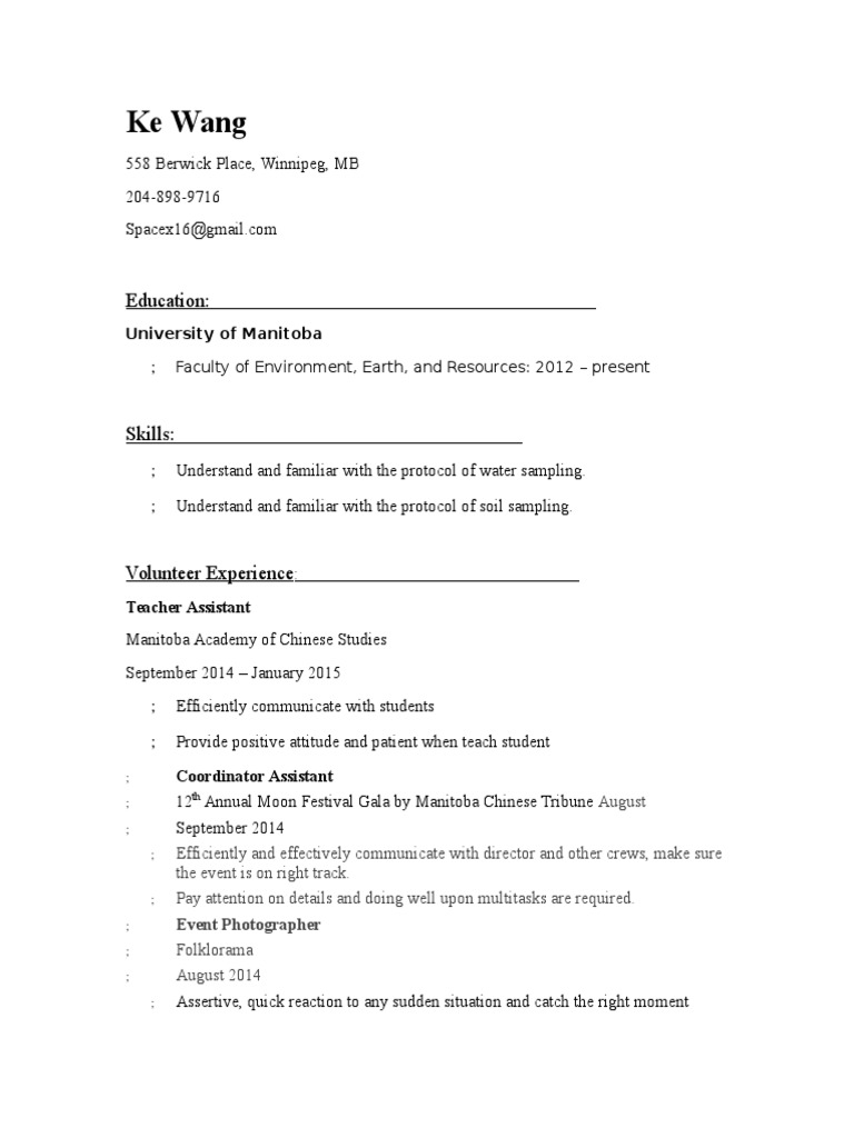 Ke Wangs Resume | PDF | Wellness