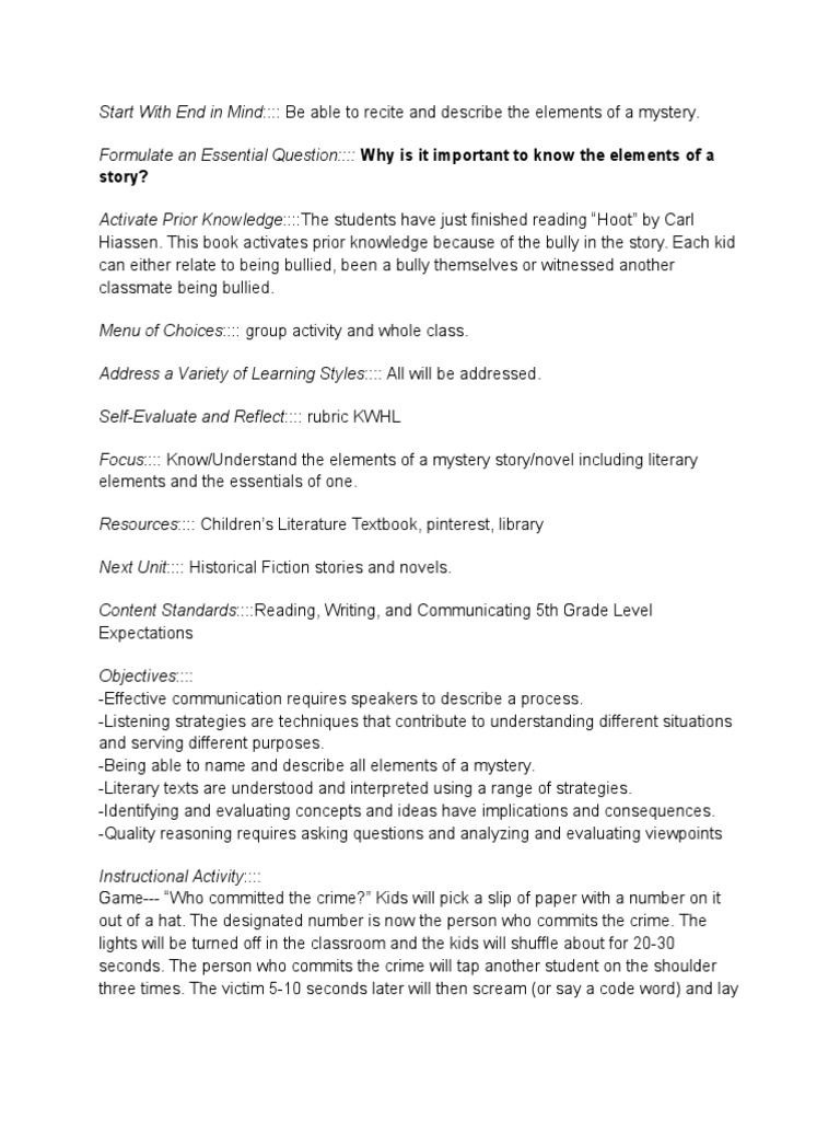 Lessonplan 5 | PDF | General Fiction