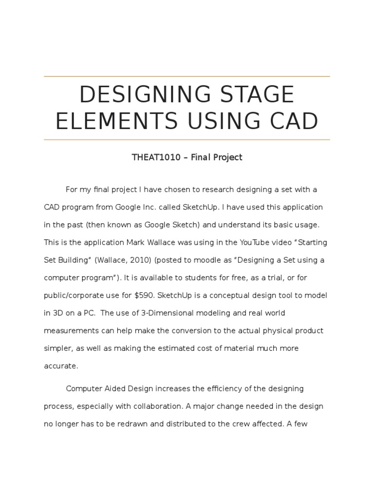 Stage Design Using SketchUp | PDF | Sketch Up | 3 D Modeling