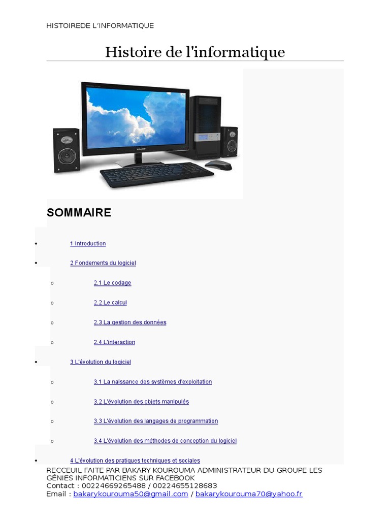 Histoire de L'informatique | PDF | Langage de programmation | Informatique
