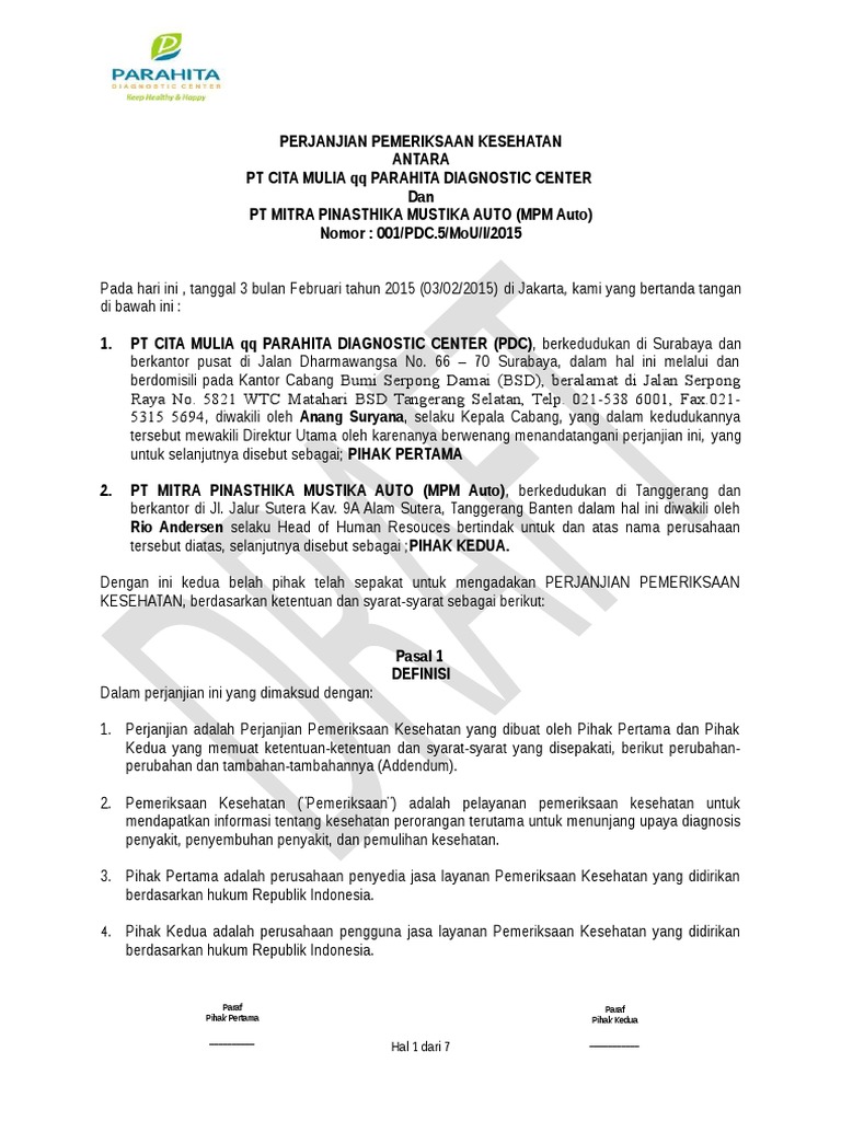 COntoh Draft Mou Corporate