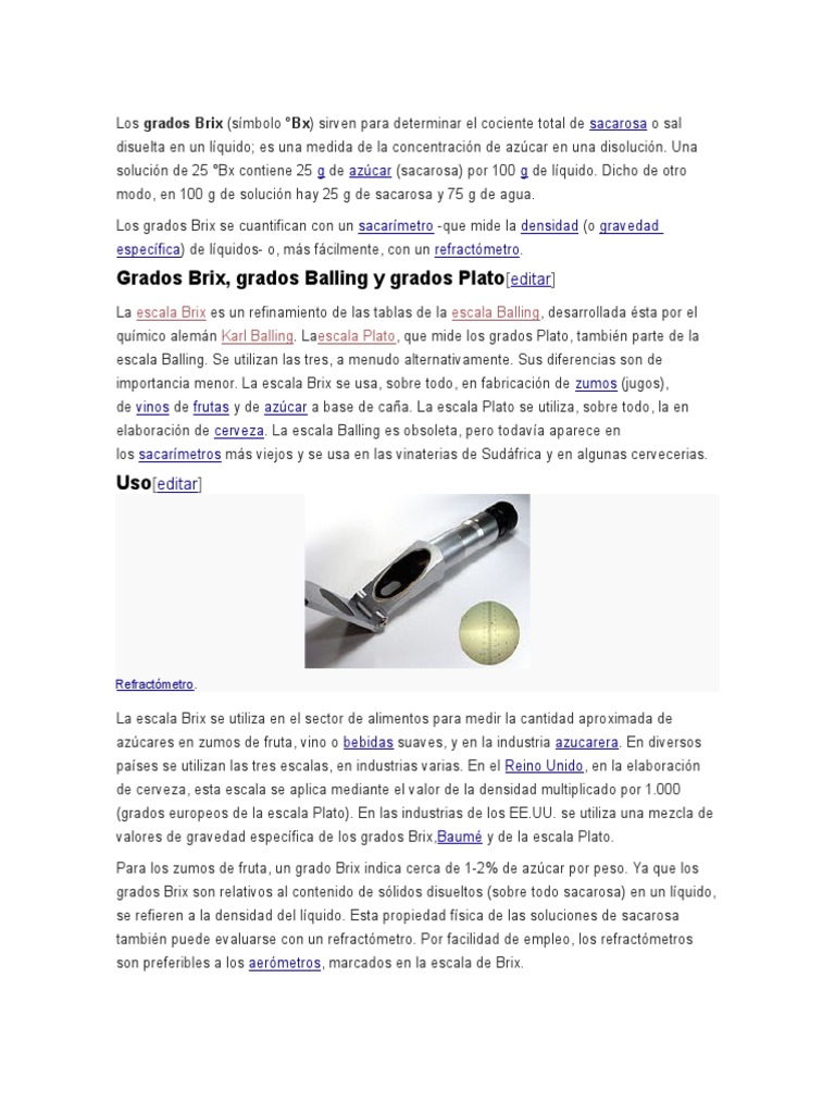 Grados Brix | PDF | Bebidas | Alimentos