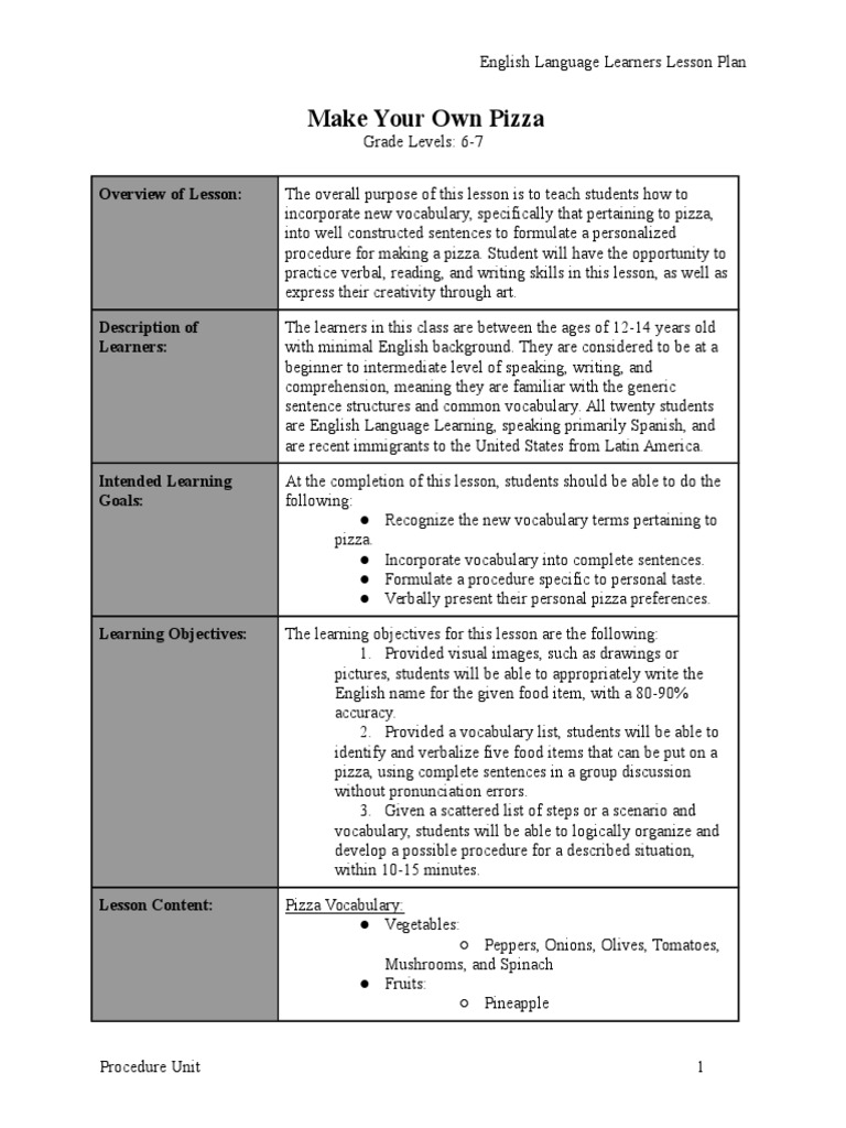 ELL Lesson Plan | PDF | Lesson Plan | Reading Comprehension