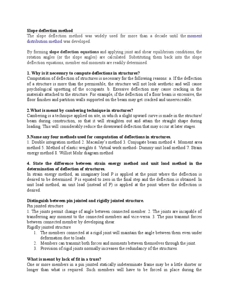 Slope Deflection Method | PDF | Buckling | Bending