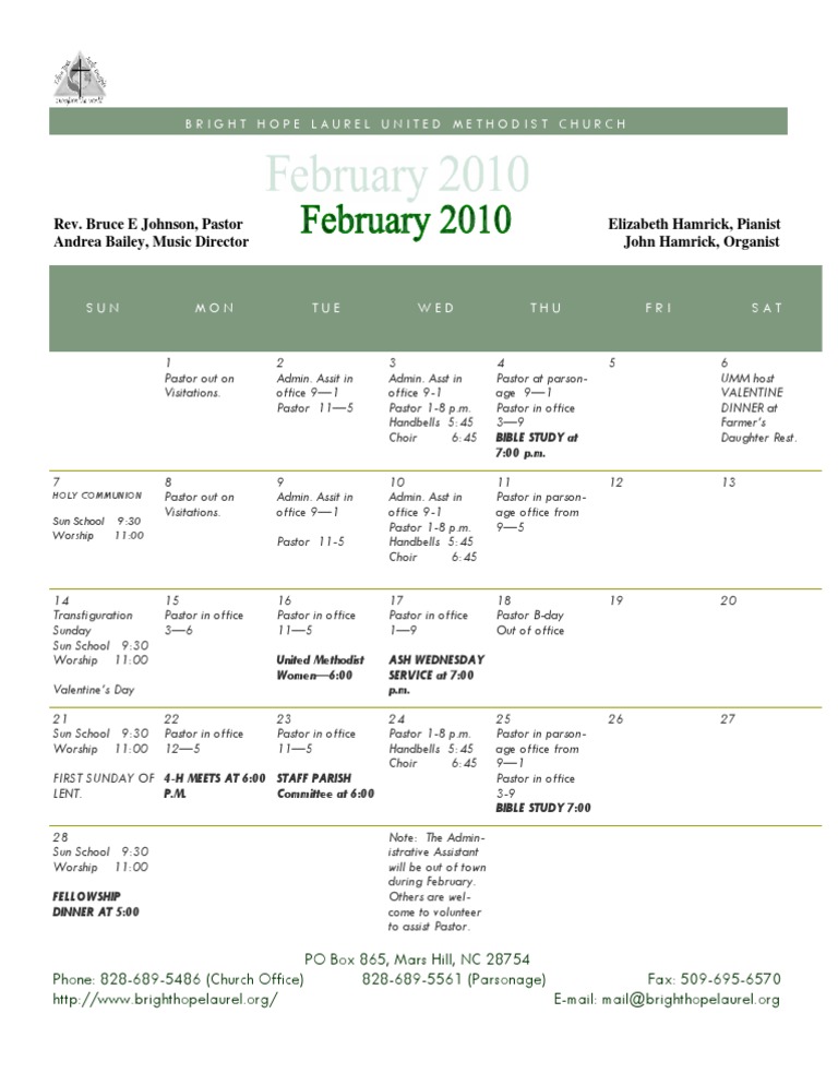 February 2010 Calendar | PDF | Christian Denominational Families ...