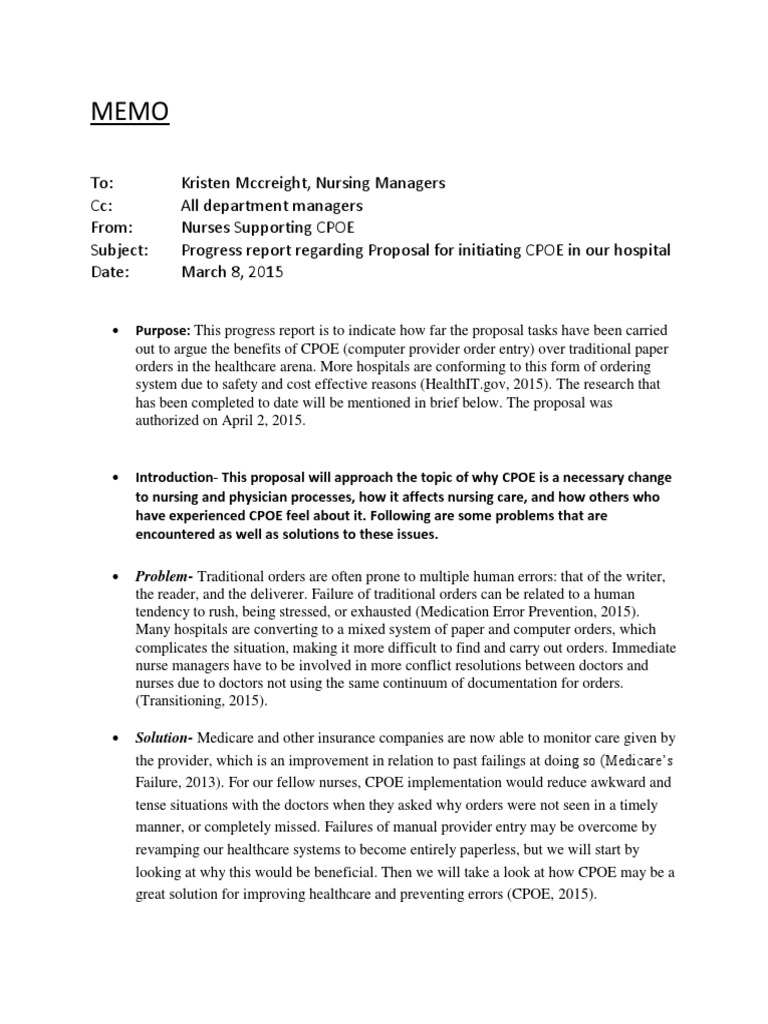 Memo For Proposal | PDF | Medical Error | Nursing