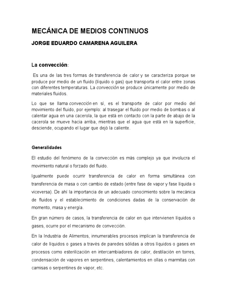 Mecánica de Medios Continuos | PDF | Convección | Calor