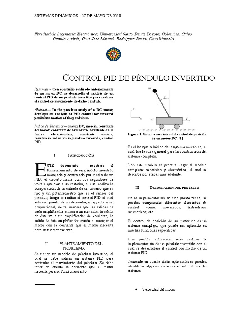 Control PID para Péndulo Invertido | PDF | Sistema de control ...
