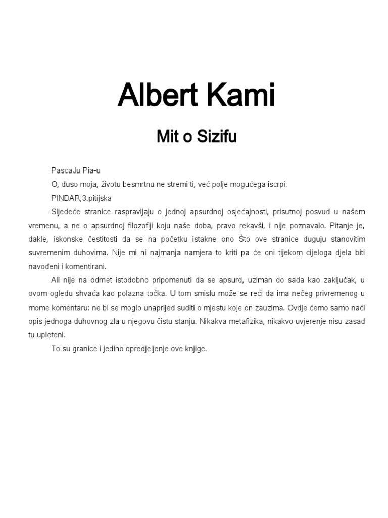 Albert Kami - Mit o Sizifu PDF | PDF