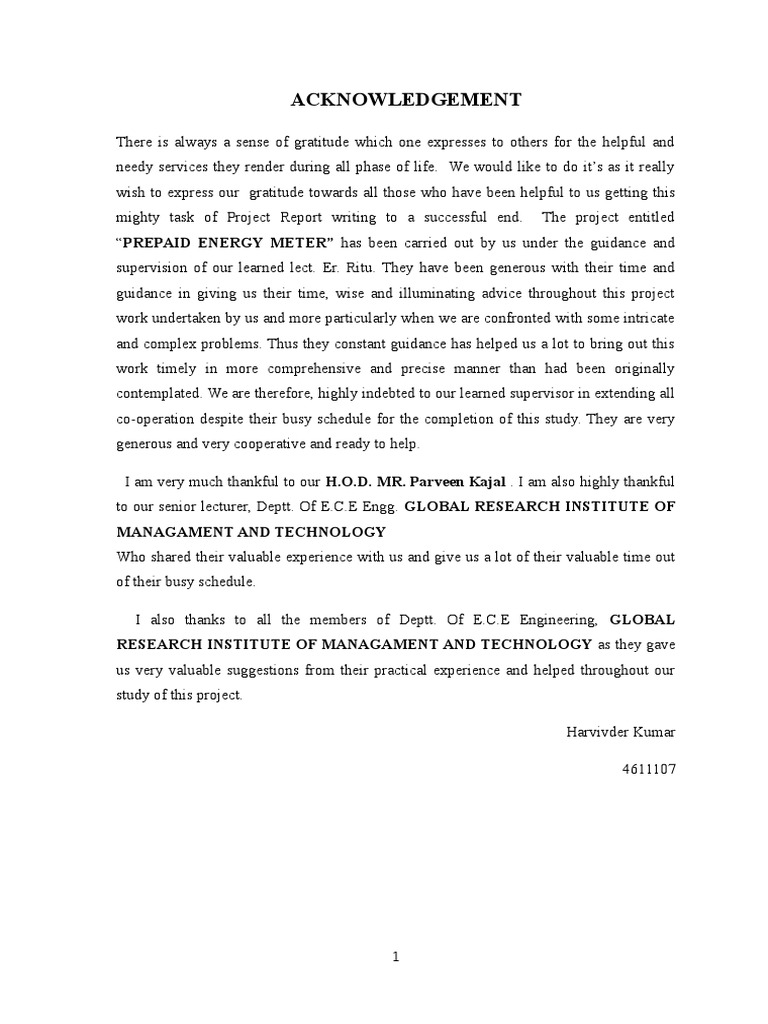 Acknowledgement: Managament and Technology | PDF | Electricity ...