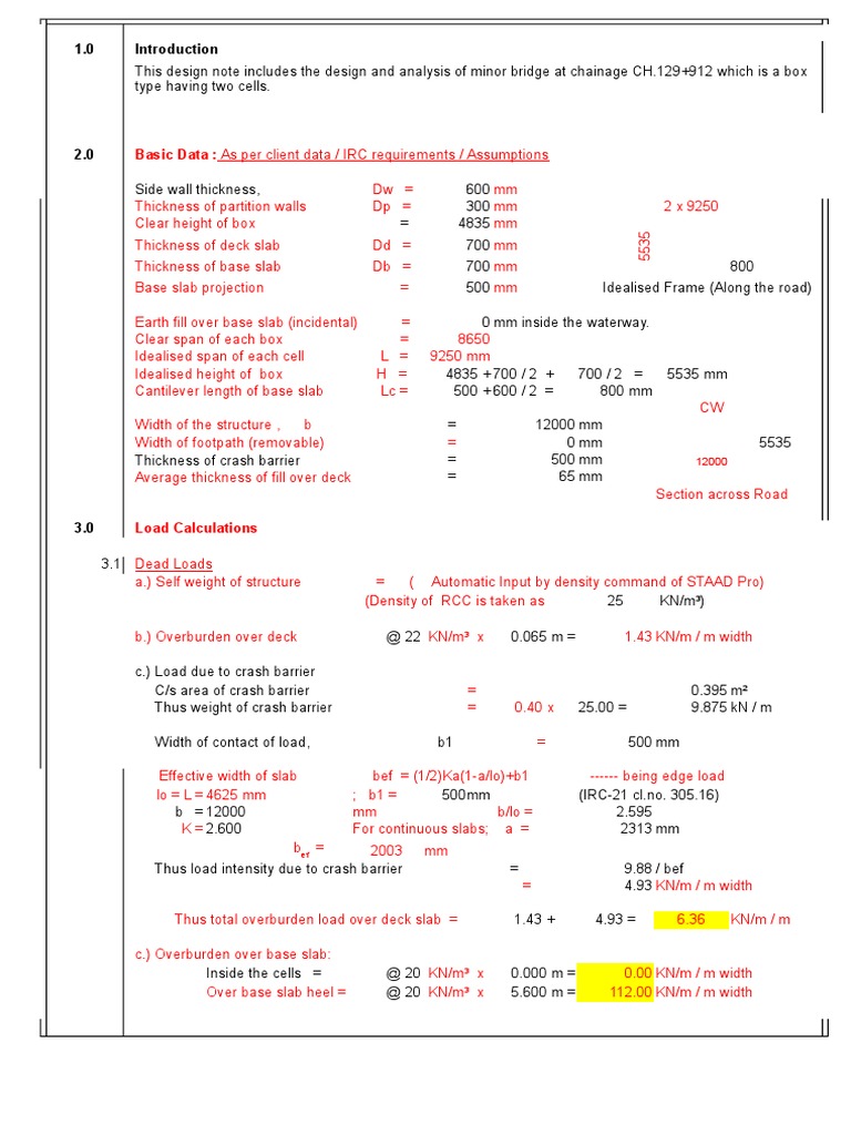 BOX Culvert Load Details | PDF | Structural Load | Tire