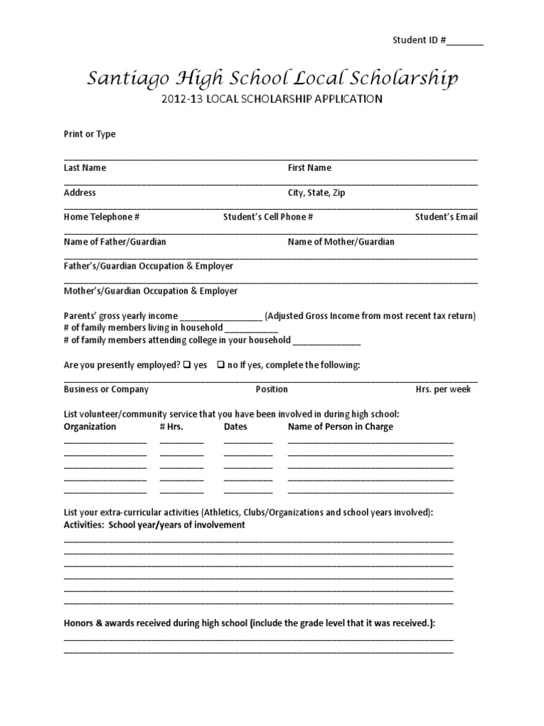 2012-2013 Local Scholarship Application | PDF