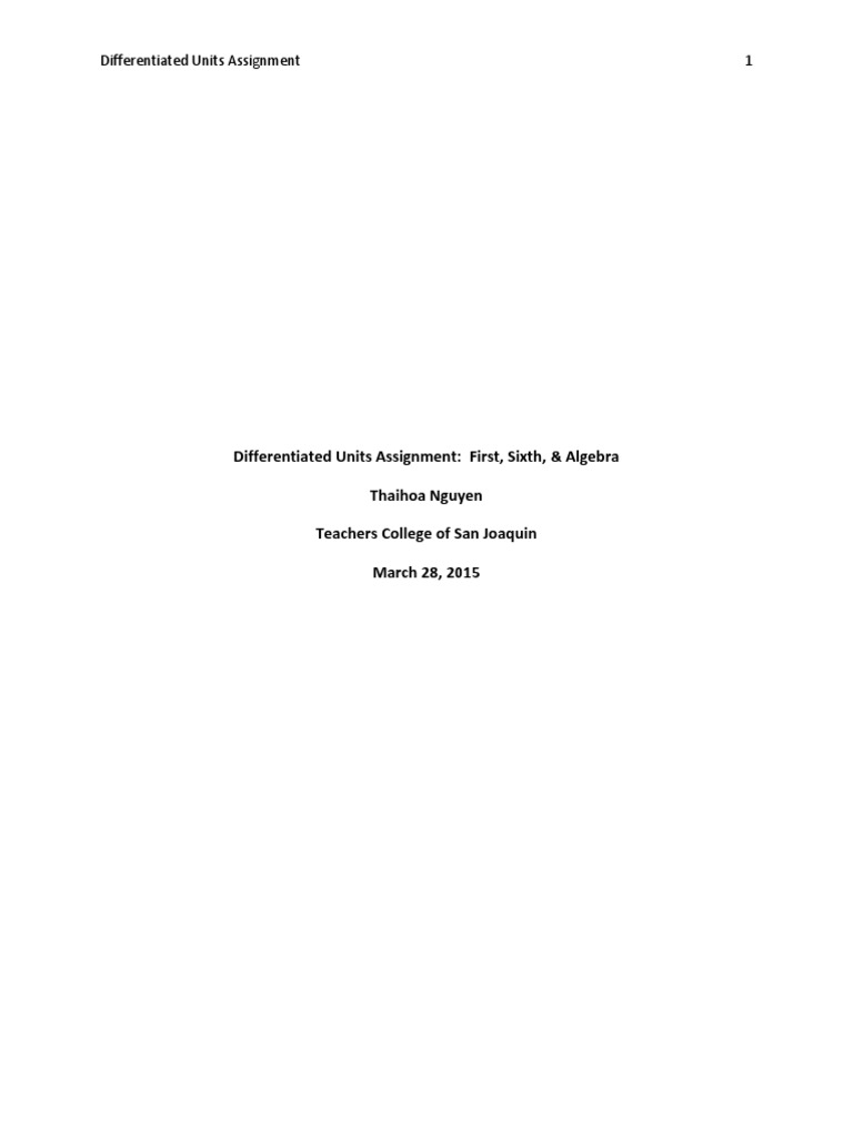 Differentiated Math Units for Grades 1 & 6 | PDF | Educational ...