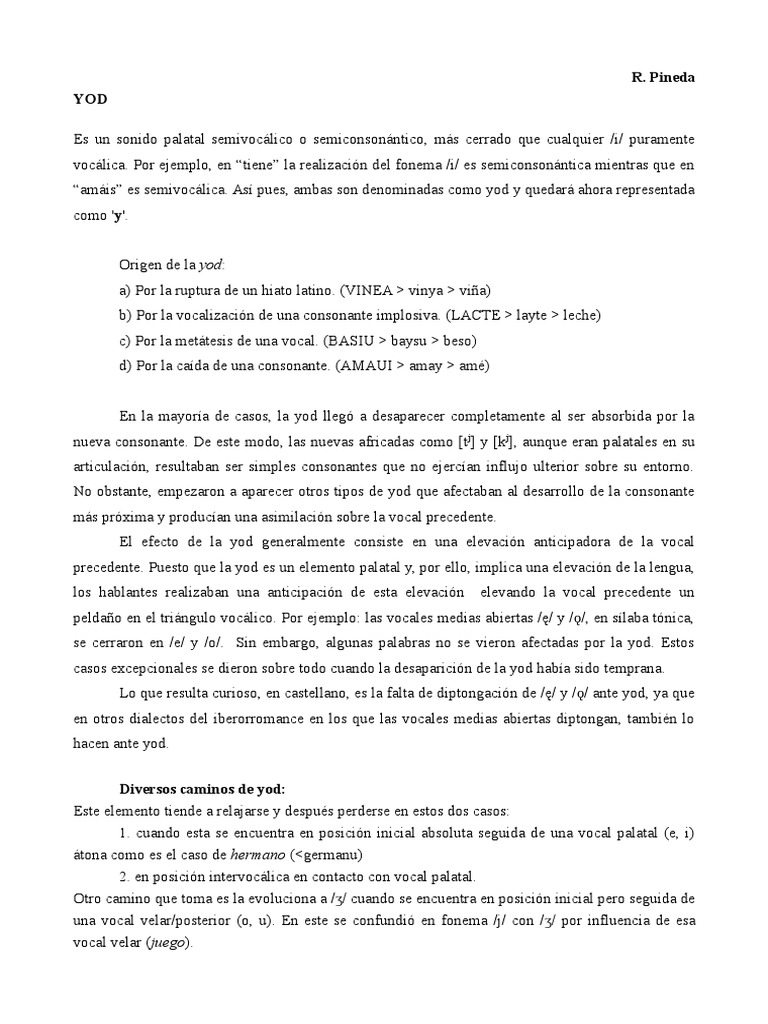 La "Yod" | PDF | Vocal | Fonética