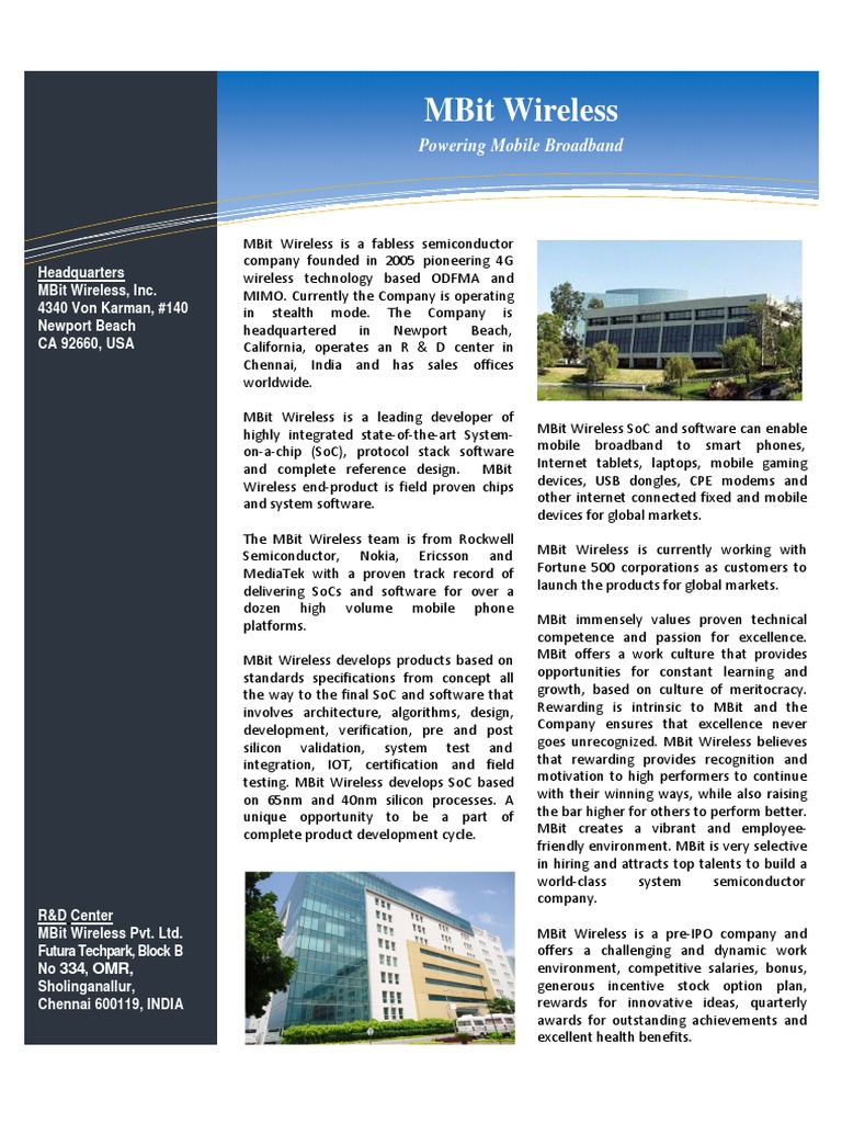 MBit Wireless Update | PDF | System On A Chip | Internet Access