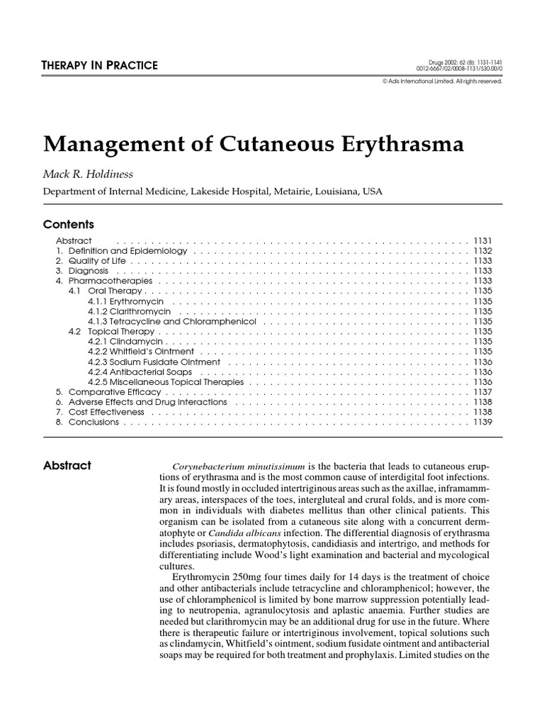 Management of Cutaneous Erythrasma | PDF | Topical Medication | Antibiotics