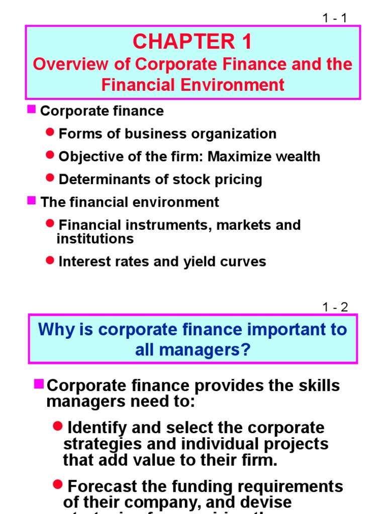 Overview of Corporate Finance and The Financial Environment | Download ...