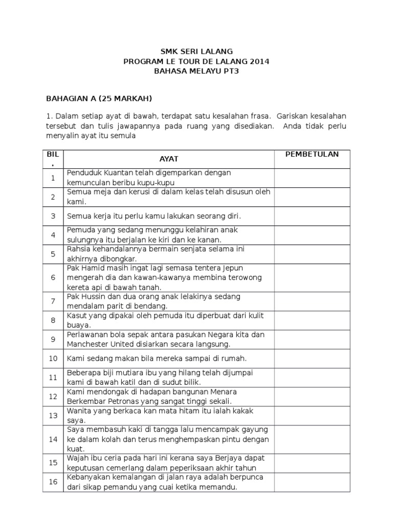 Latihan BM PT3