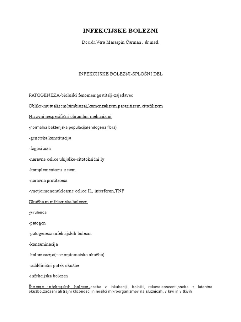 Infekcijske Bolezni Iz Skripte | PDF