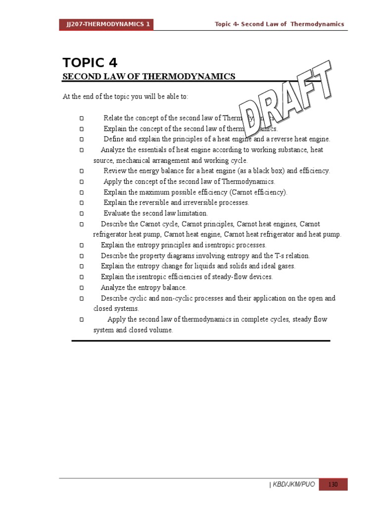 JJ207 Thermodynamic Topic 4 Second Law of Thermodynamics | PDF | Second ...