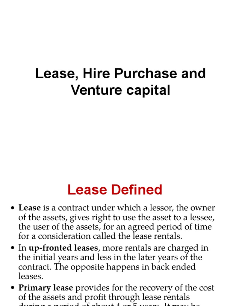 Understanding Leases and Venture Capital | PDF | Project Finance | Lease