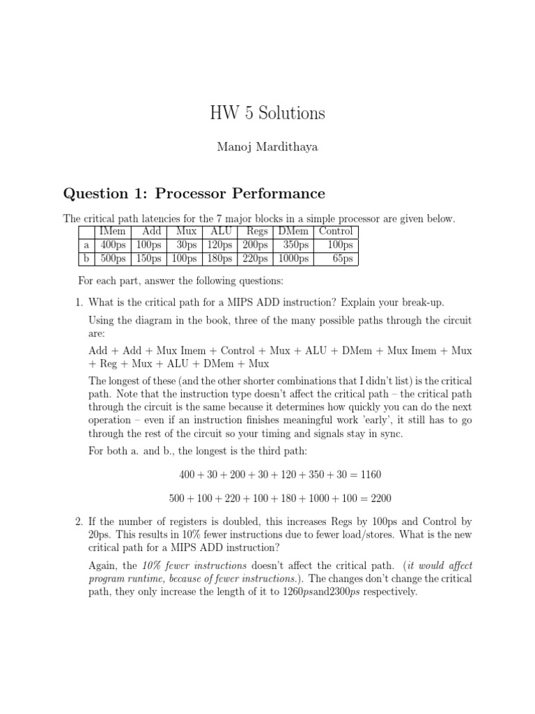 Assignment5 Soln | PDF | Central Processing Unit | Computer Architecture