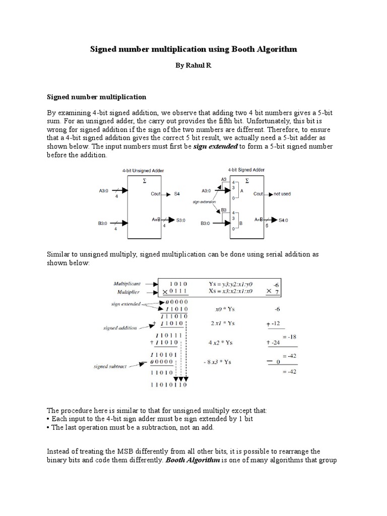 Booth Multiplier | PDF | Multiplication | Computer Programming