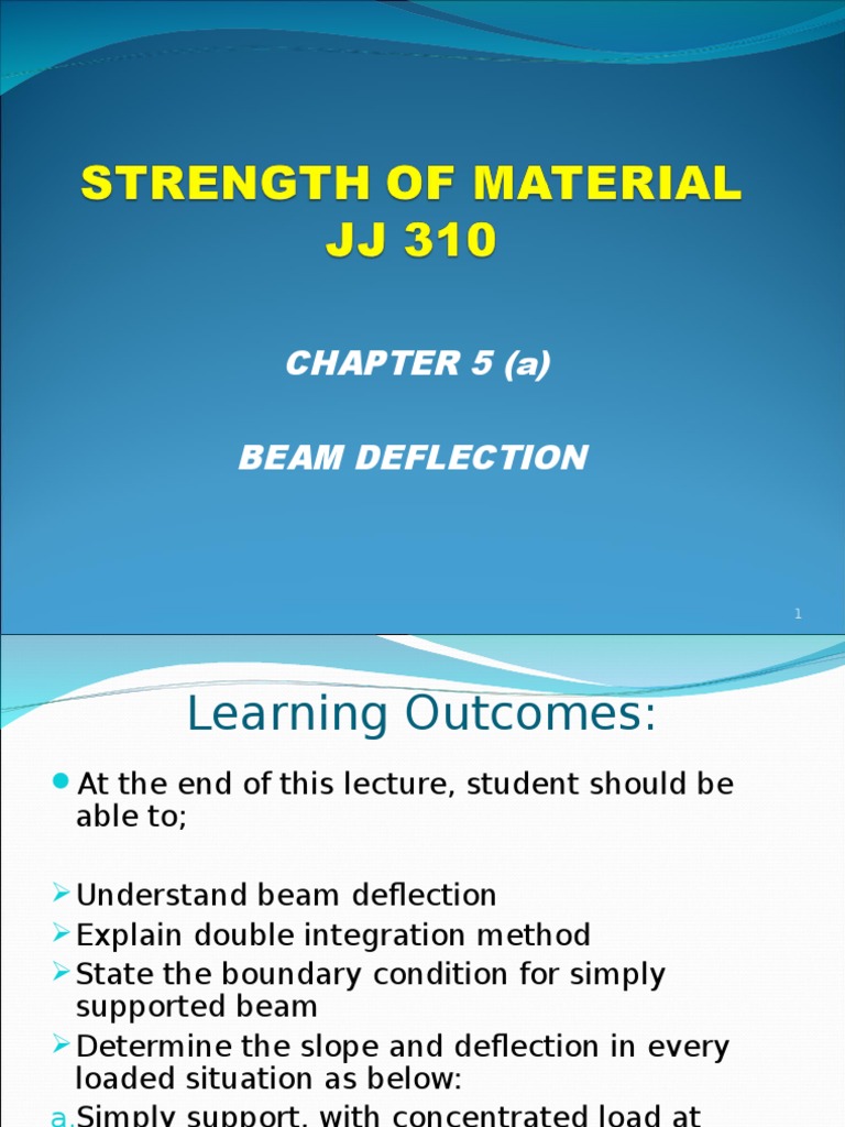 JJ310 STRENGTH OF MATERIAL Chapter 5 (A) Beam Deflection | Download ...