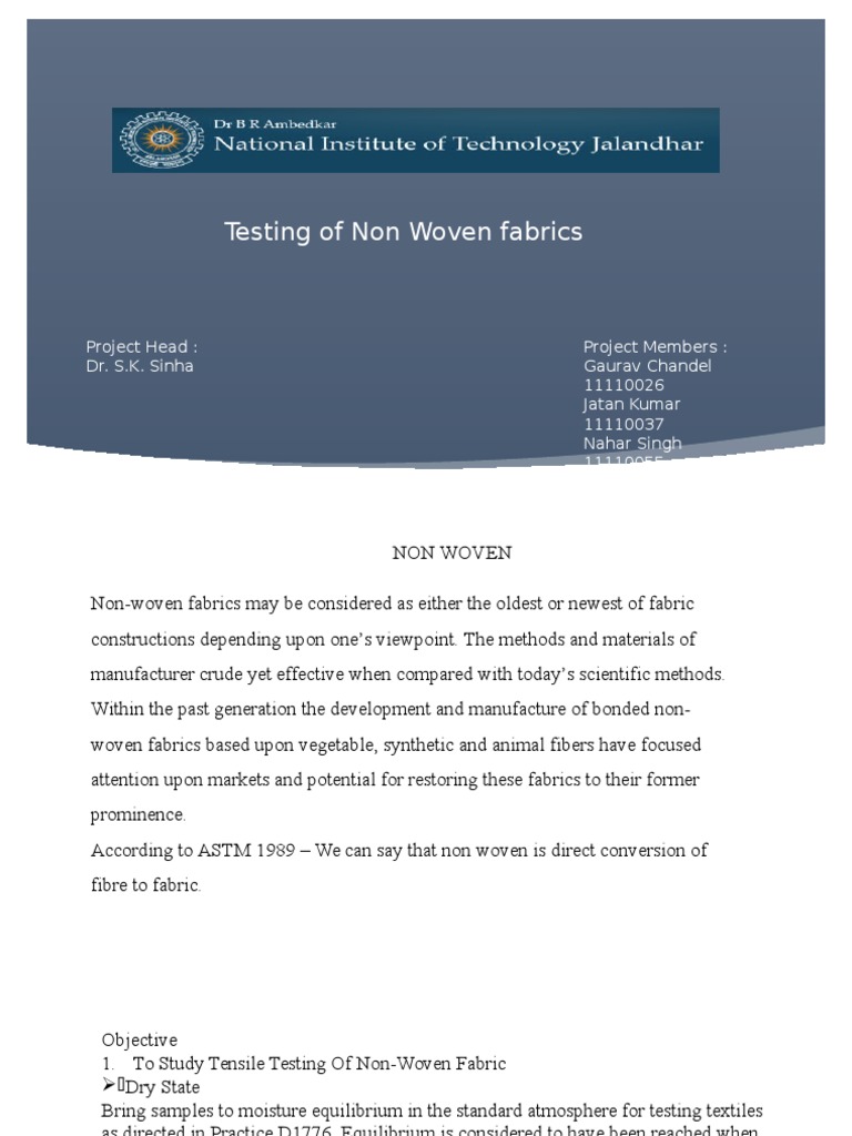 Textile Nonwoven Testing | PDF | Nonwoven Fabric | Textiles