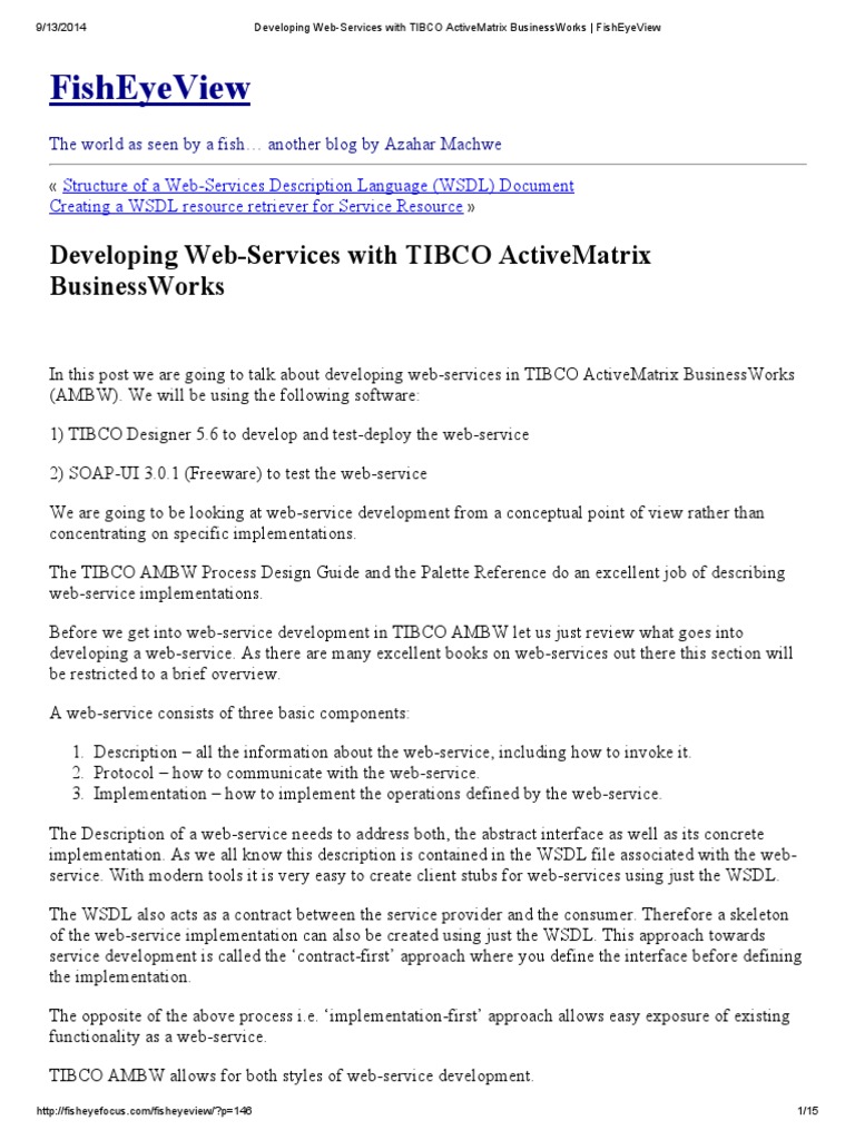Developing Web-Services With TIBCO ActiveMatrix BusinessWorks - FishEyeView | PDF | Xml Schema ...