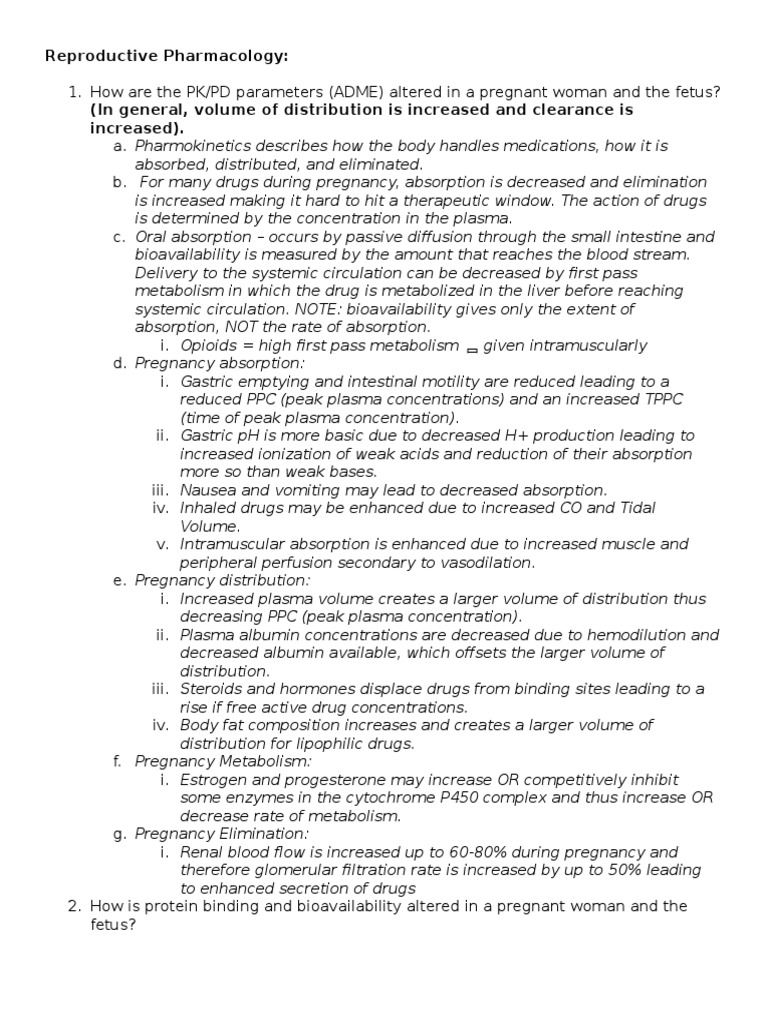 Reproductive Pharmacology in Pregnancy | PDF | Fetus | Pregnancy