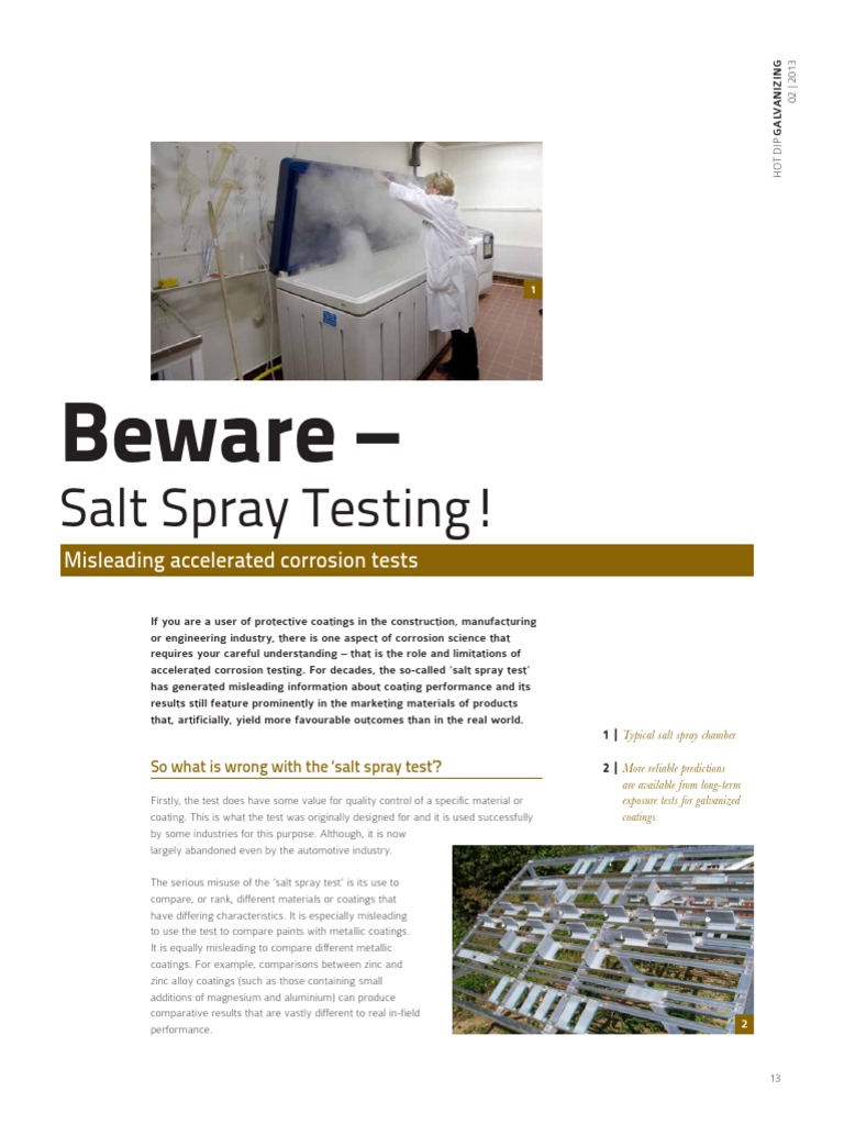 Beware - : Salt Spray Testing! | PDF | Corrosion | Chemistry