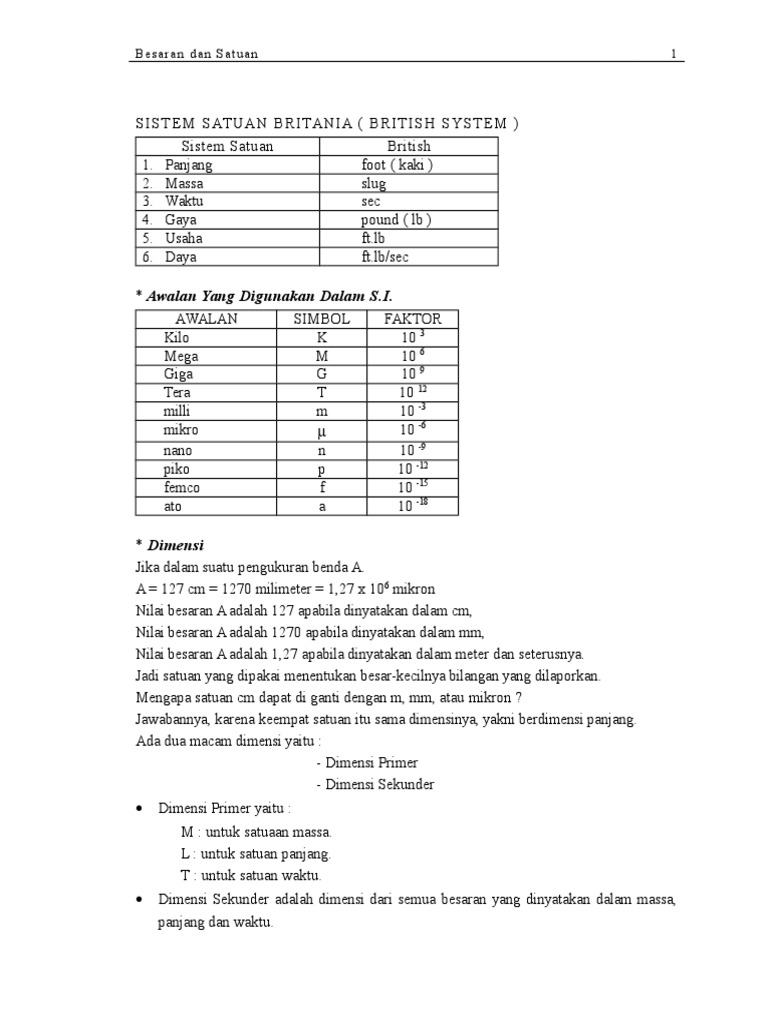 Satuan British | PDF
