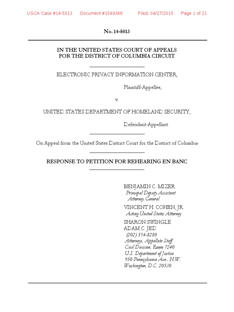 Dhs Epic | PDF | Freedom Of Information Act (United States) | Certiorari