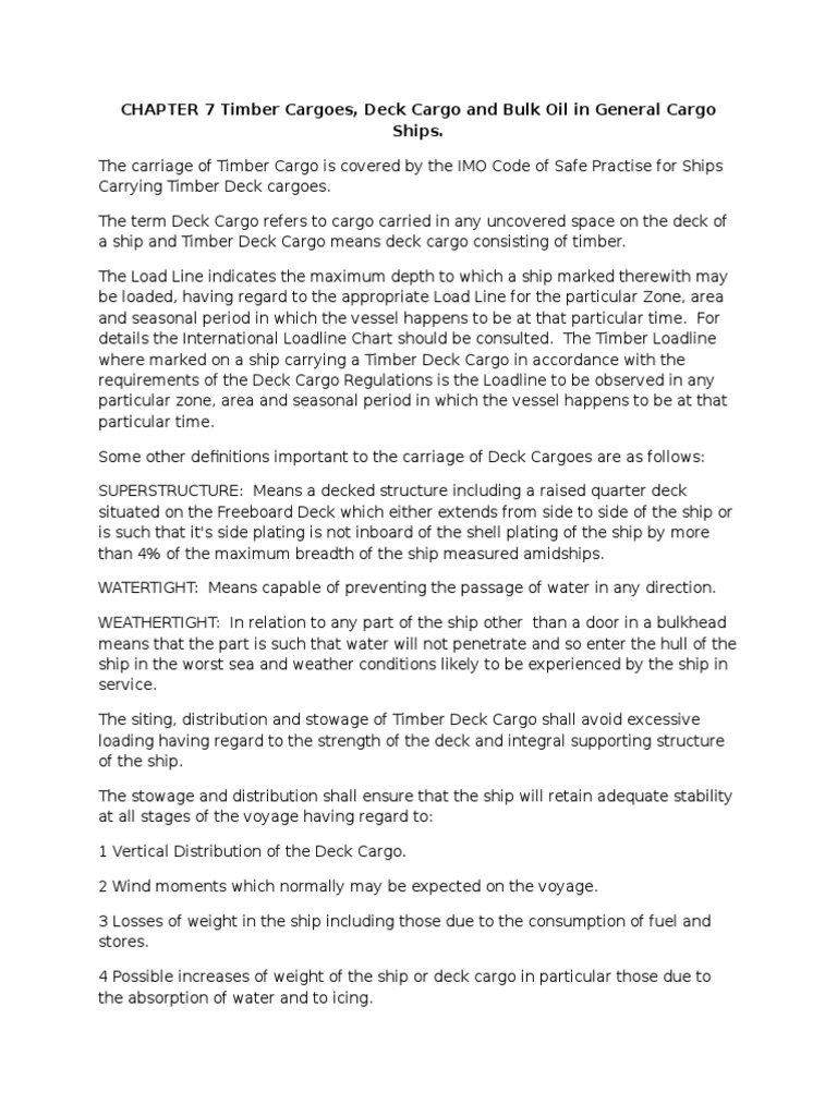 IMO Code Timber Deck Cargoes and Bulk Oil Cargo Ships | PDF | Ships | Cargo