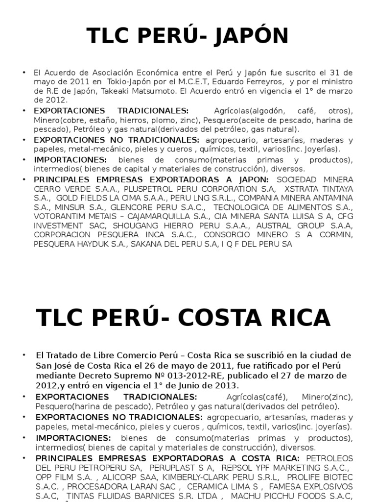 Tratados de Libre Comercio de Perú | PDF | Perú | Tratado de Libre ...