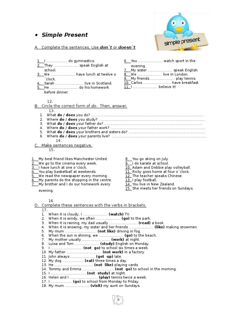 Simple Present 9 Pages | PDF | Ellipsis | Polar Bear