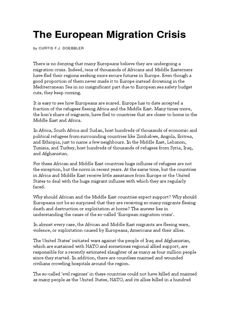 The European Migration Crisis - Counterpunch | PDF | European Migrant ...