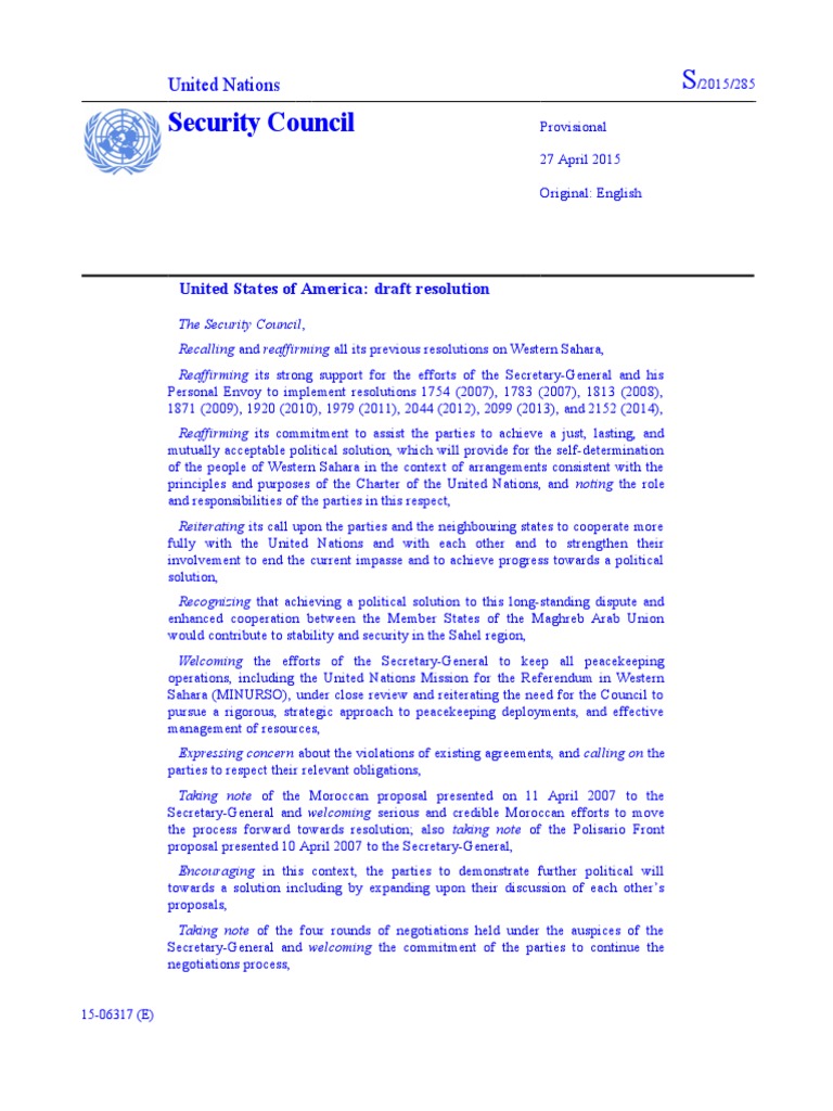 #MINURSO Draft Resolution #UNSC #WesternSahara | Western Sahara ...