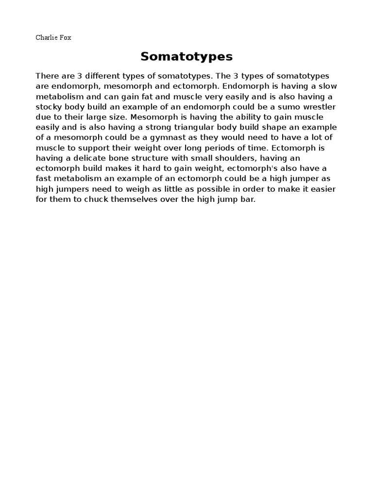 Somatotypes | PDF | Language Arts & Discipline | Wellness