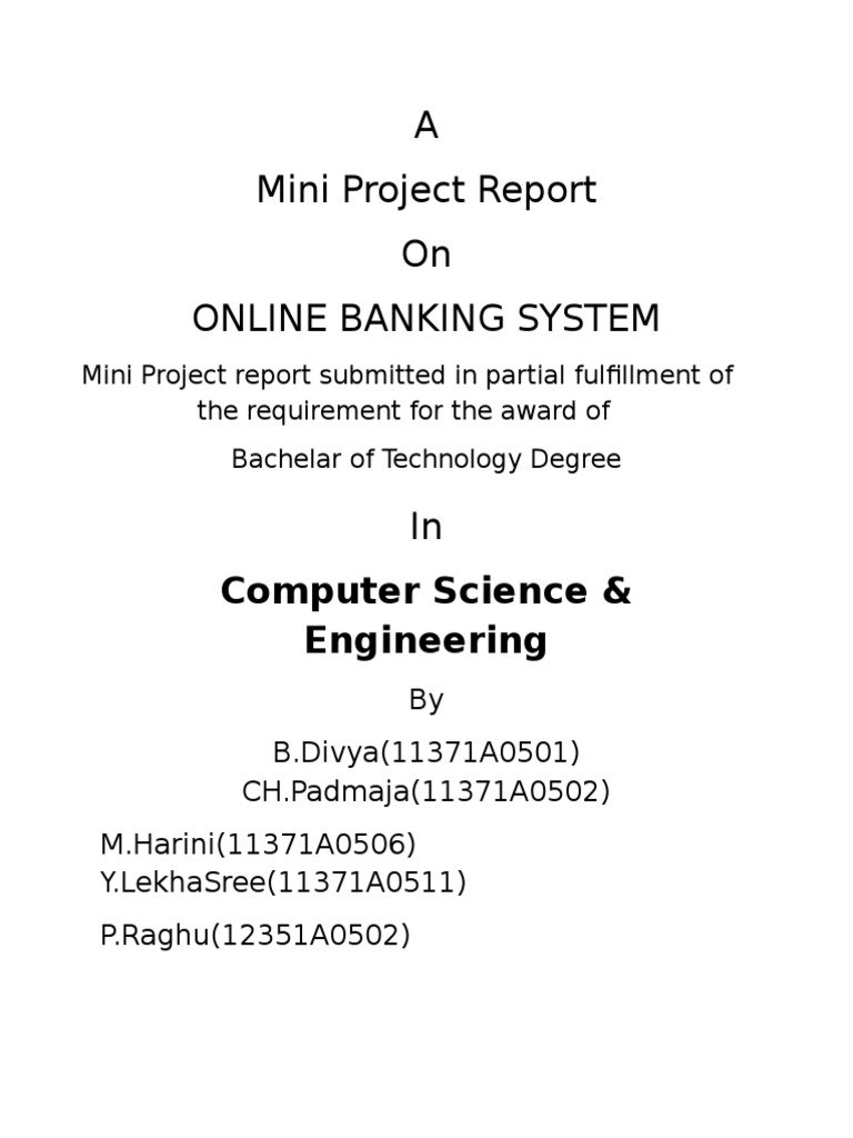 Online Banking System Project Report | PDF | Computers