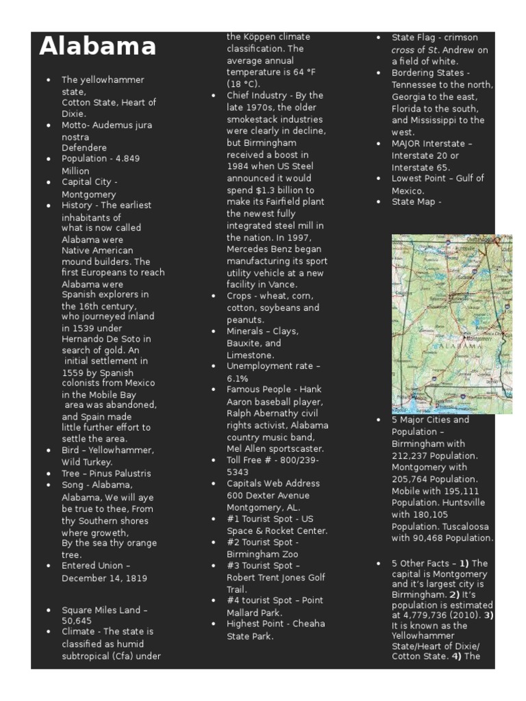 Alabama Brochure | PDF | Social Science | Travel