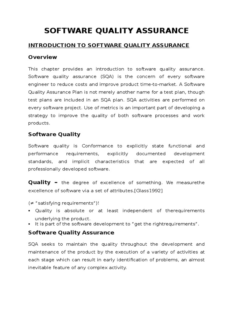 Software Quality Assurance1 | Download Free PDF | Software Quality | Reliability Engineering
