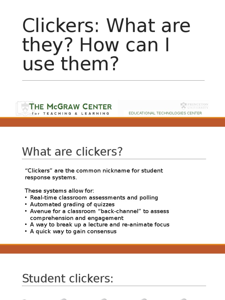 Clickers: What Are They? How Can I Use Them?: Educational Technologies ...