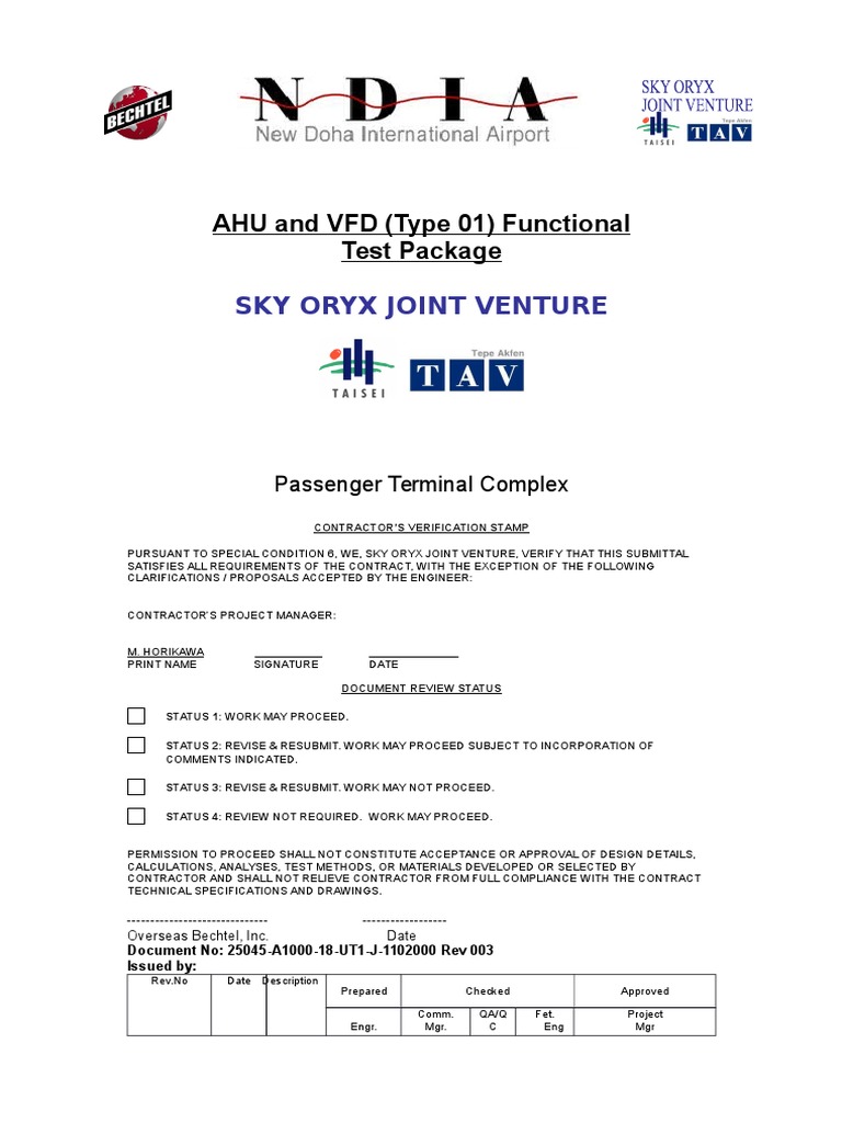 AHU Type01 Functional Test | PDF | Duct (Flow) | Relative Humidity