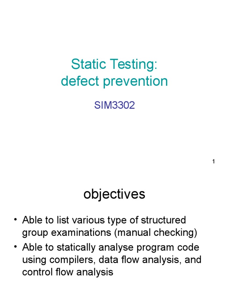 Static Testing: Defect Prevention | PDF | Software Testing | Variable ...