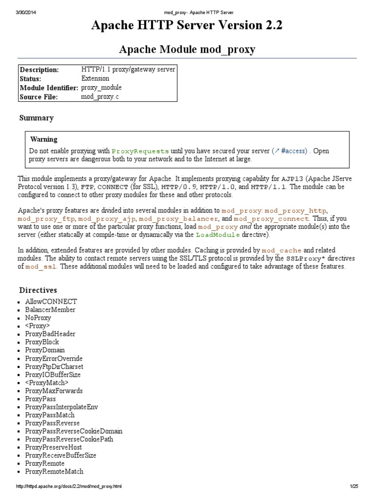Mod - Proxy - Apache HTTP Server PDF | PDF | Proxy Server | Hypertext Transfer Protocol