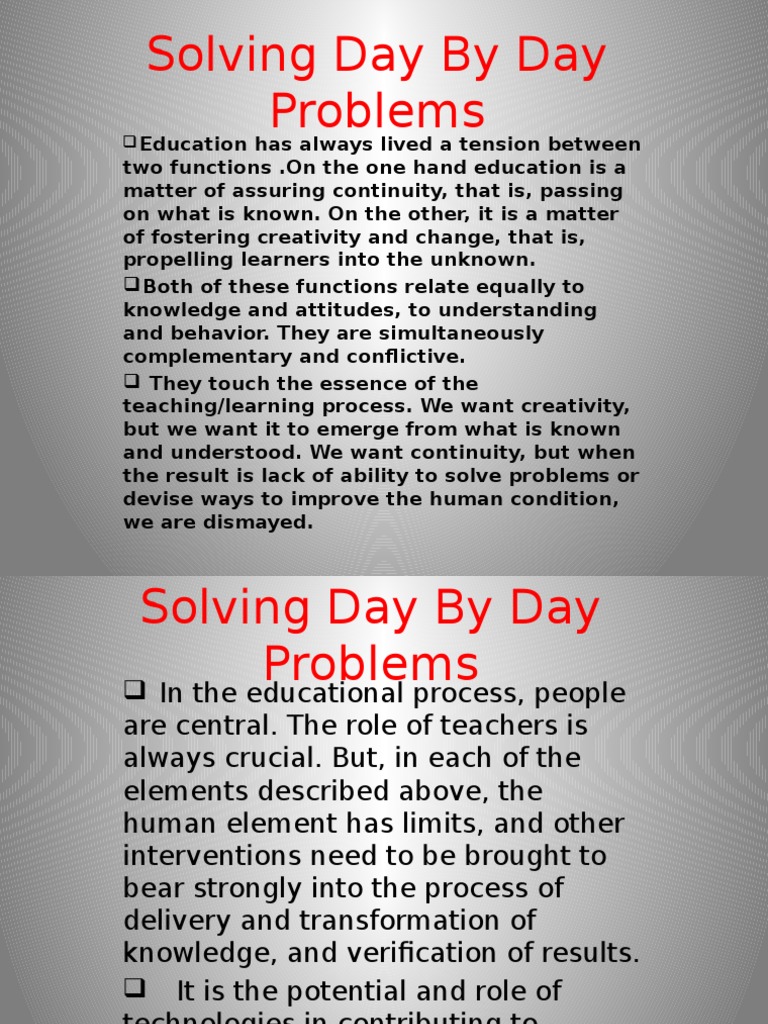 Solving Day by Day Problems | PDF | Creativity | Understanding