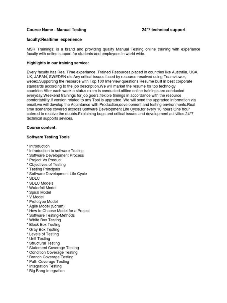 Manual Testing Online Training | PDF | Software Testing | Software ...
